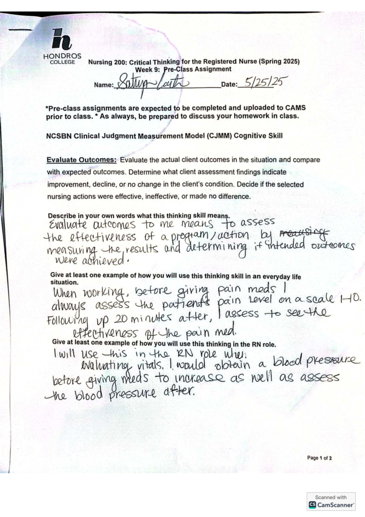 NUR 200 Week 9: Critical Thinking Assignment for RN Students - Studocu