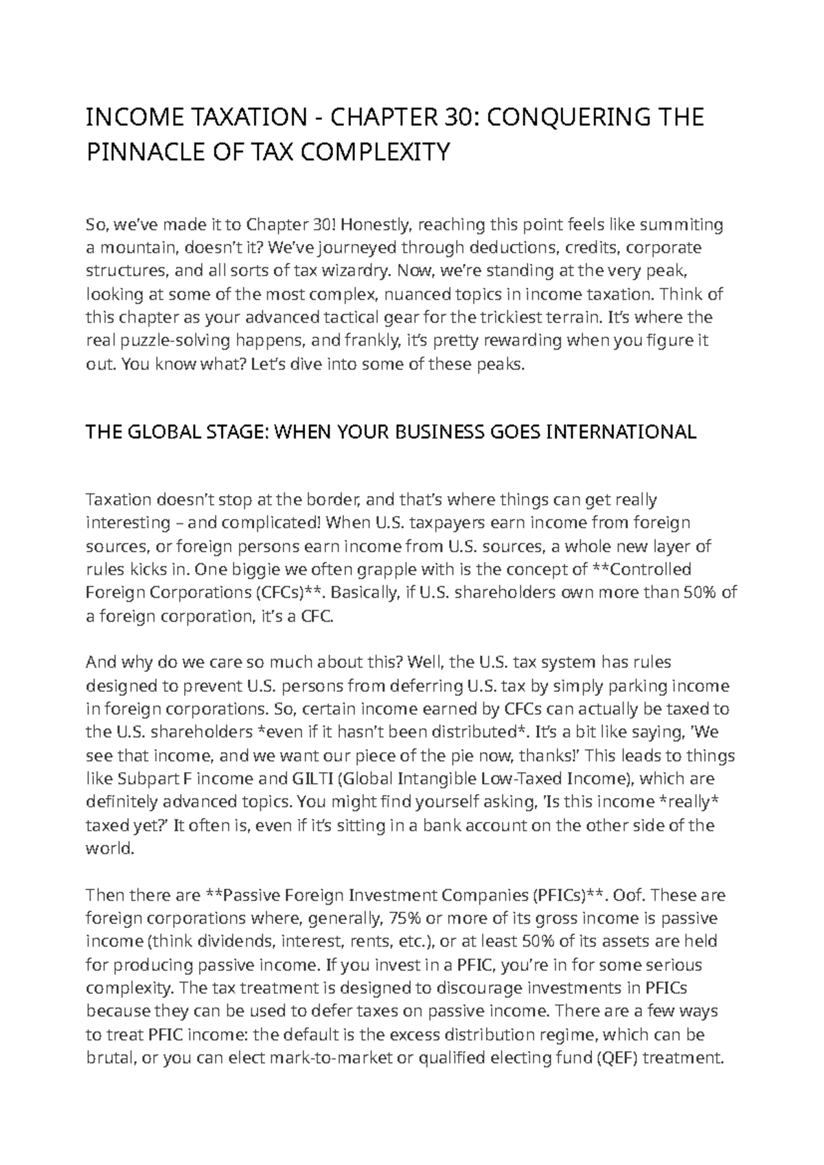 Mastering Income Tax: Chapter 30 - Conquering Tax Complexity - Studocu