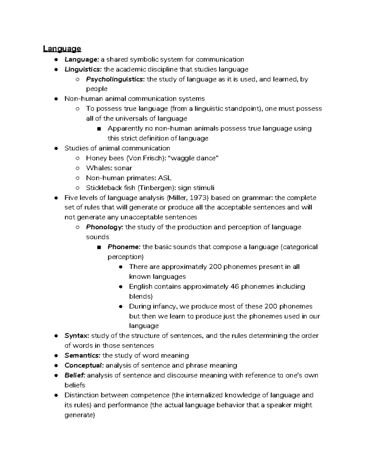 Chapter 9 (Cognitive Processes) - Language Language: a shared symbolic ...