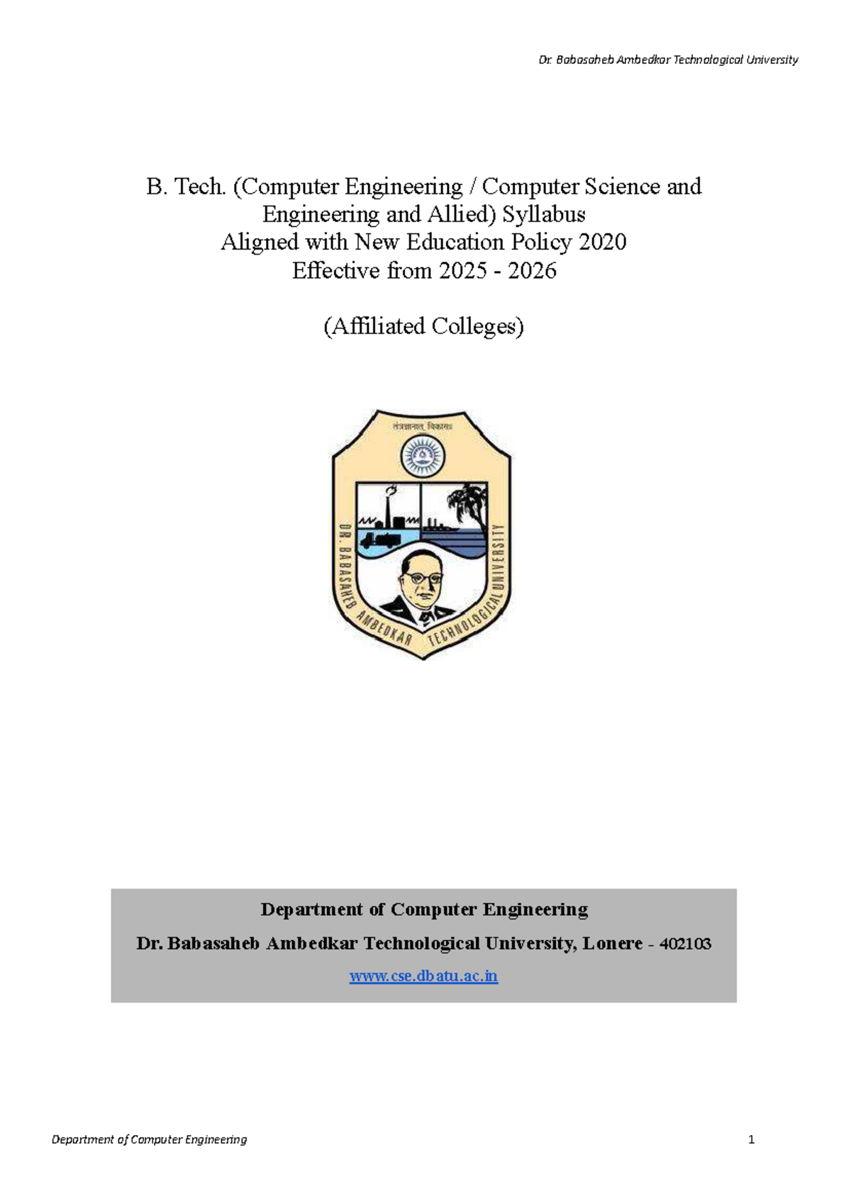 SY CSE Affiliated NEP Syllabus for B.Tech 2025-2026 - Studocu