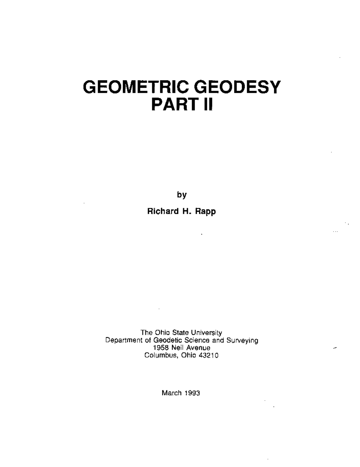 Geometric Geodesy: PART II Solutions & Methods in Geodesy - Studocu