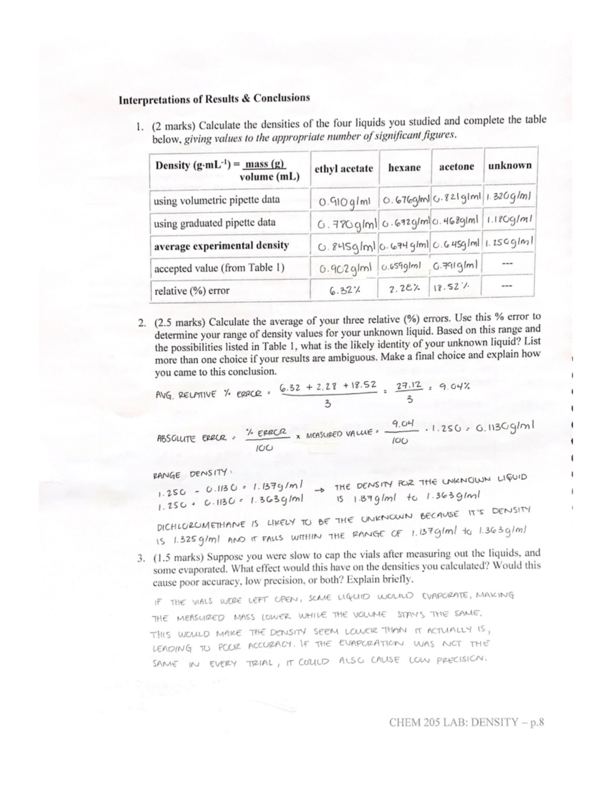 Lab data interpretation - Interpretations of Results Conclusions 1. (2 ...