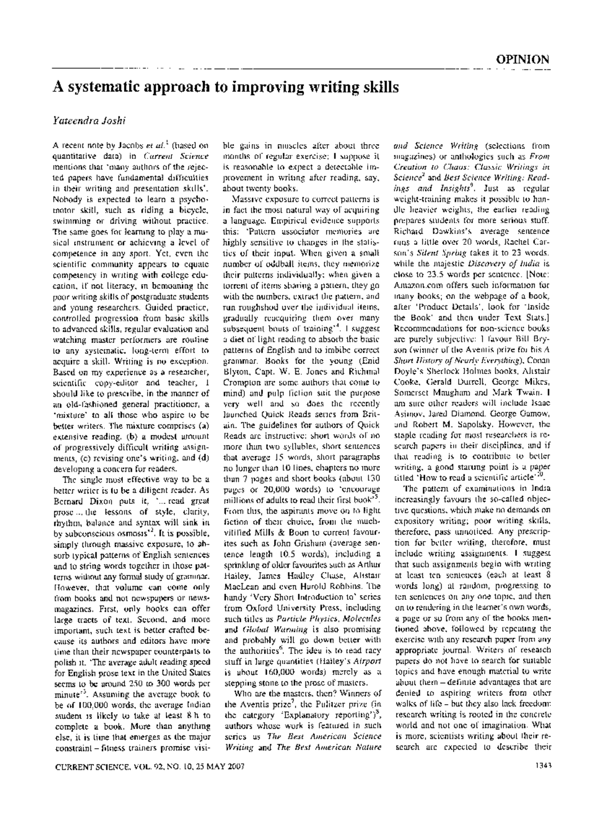 Improving Writing Skills: A Systematic Approach (ENG 101) - Studocu
