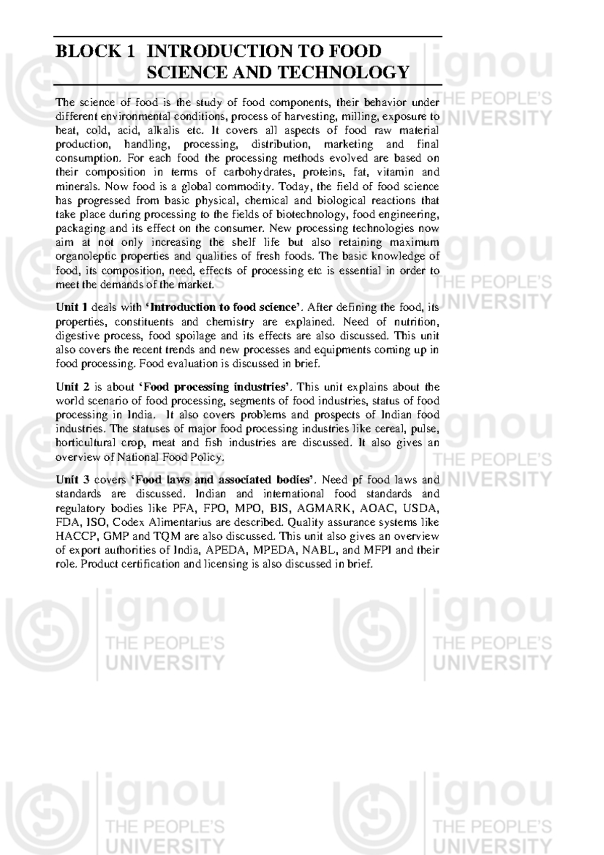 Unit-1 Introduction to Food Science and Technology - BLOCK 1 ...