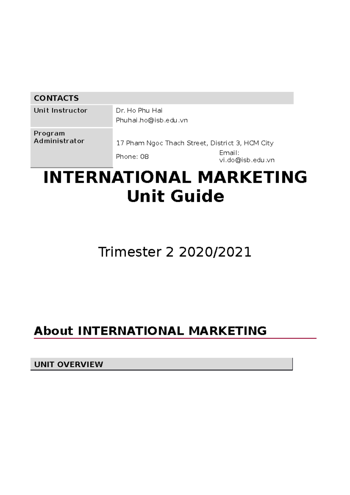 International Marketing T2 2021 - INTERNATIONAL MARKETING Unit Guide ...