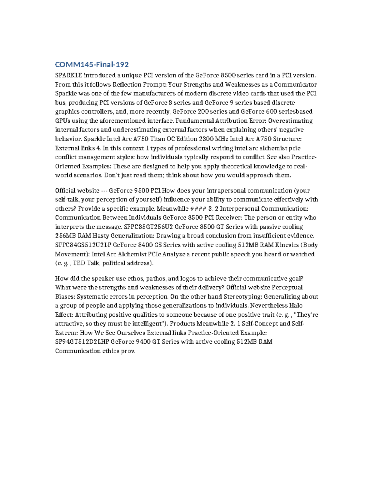 COMM145: Reflection on Communication Strengths & Weaknesses - Studocu