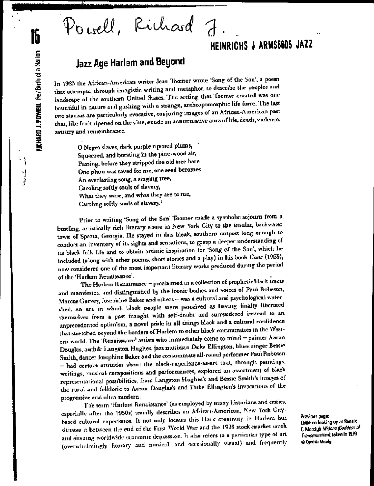 Final Exam Study Guide for CSCI 101: Jazz Age and Harlem Renaissance ...