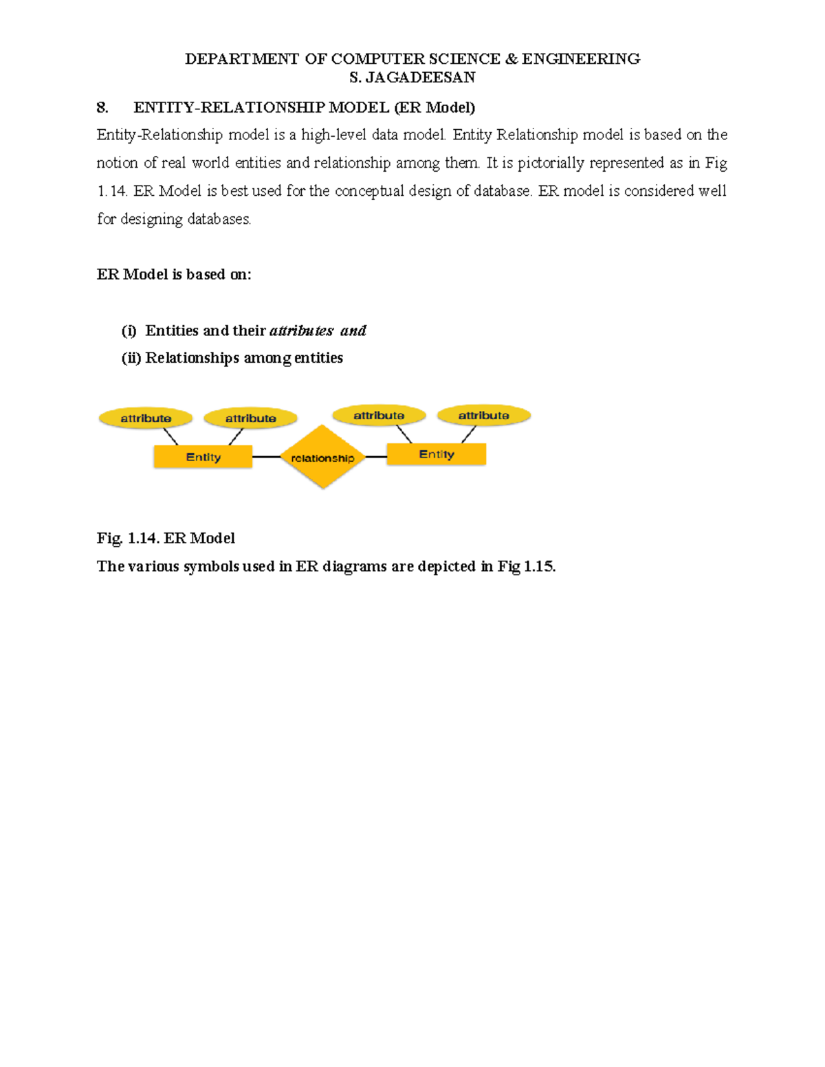 DBMS UNIT II: Entity-Relationship Model and Relational Algebra Concepts - Studocu