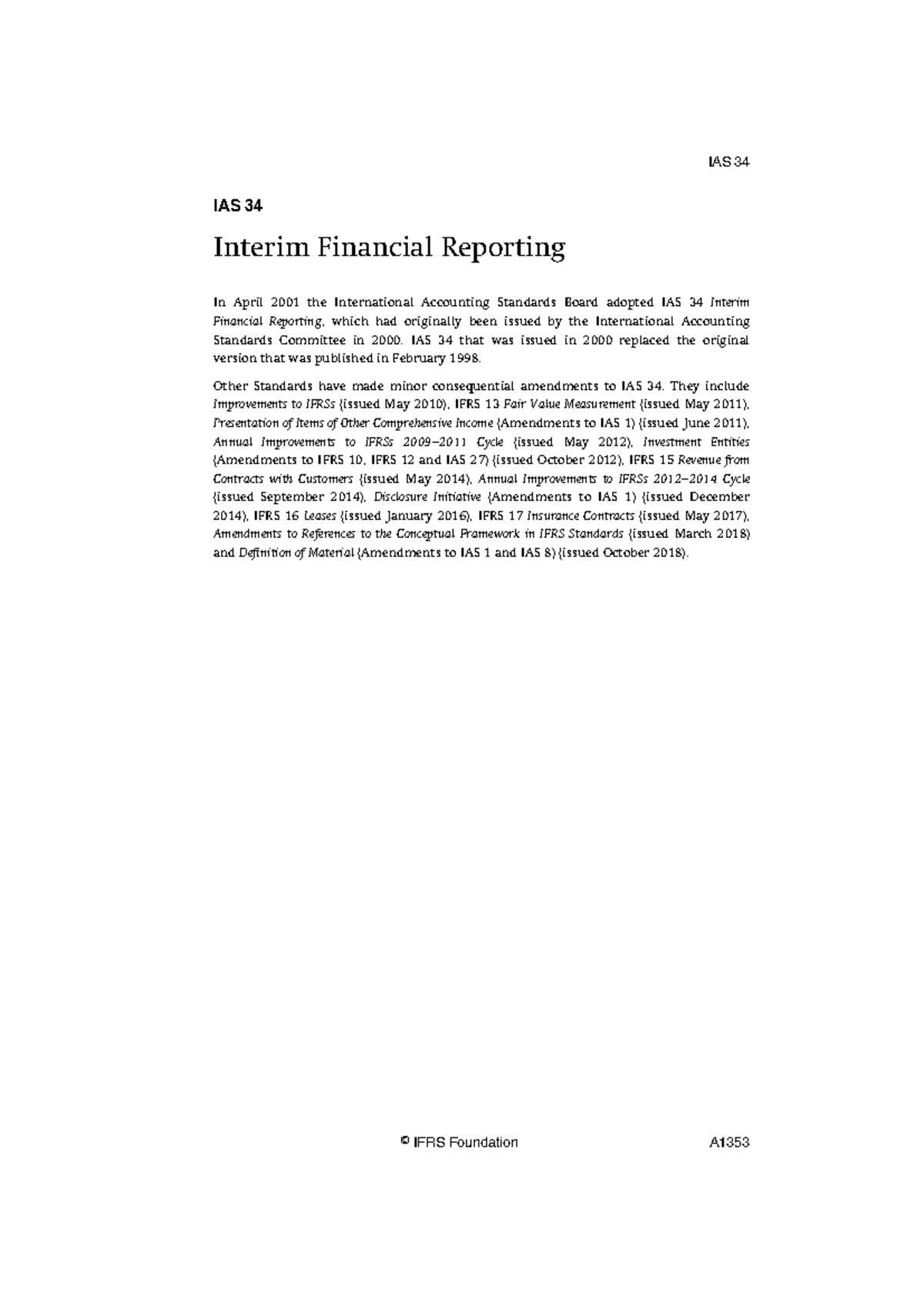 IAS 34 - Interim Financial Reporting: Overview and Key Principles - Studocu