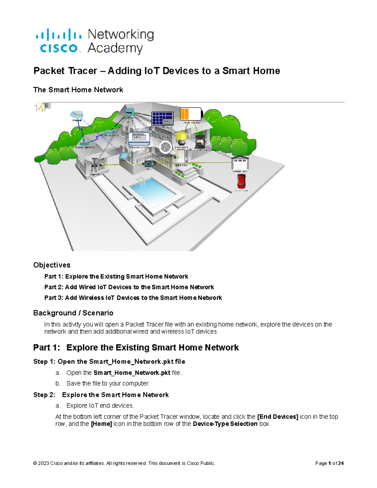 Packet Tracer - Adding IoT Devices to Smart Home Network Activities ...