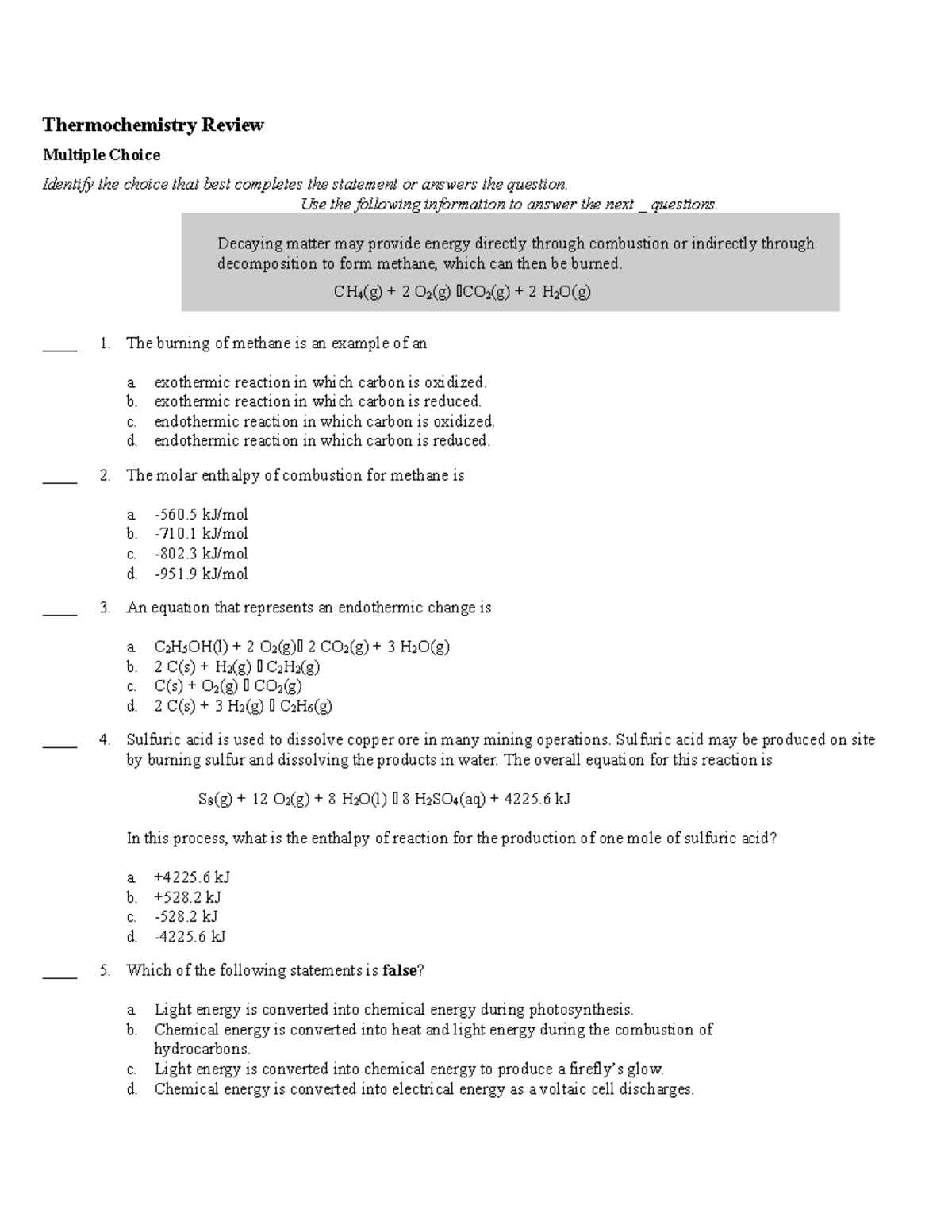 Thermochemistry Diploma Review Questions and Answers - Studocu