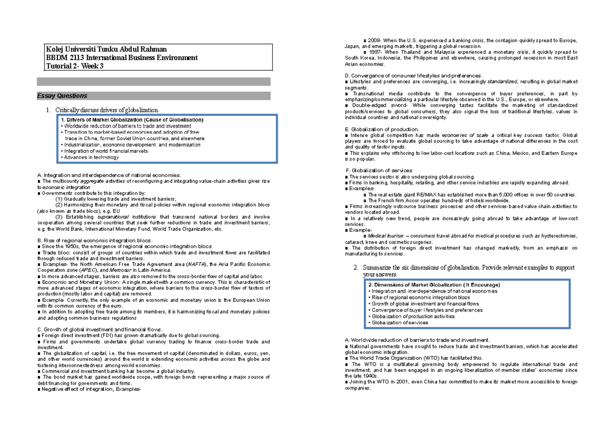 IBE Tutorial 2 ( answer) - Google Docs - Kolej Universiti Tunku Abdul ...