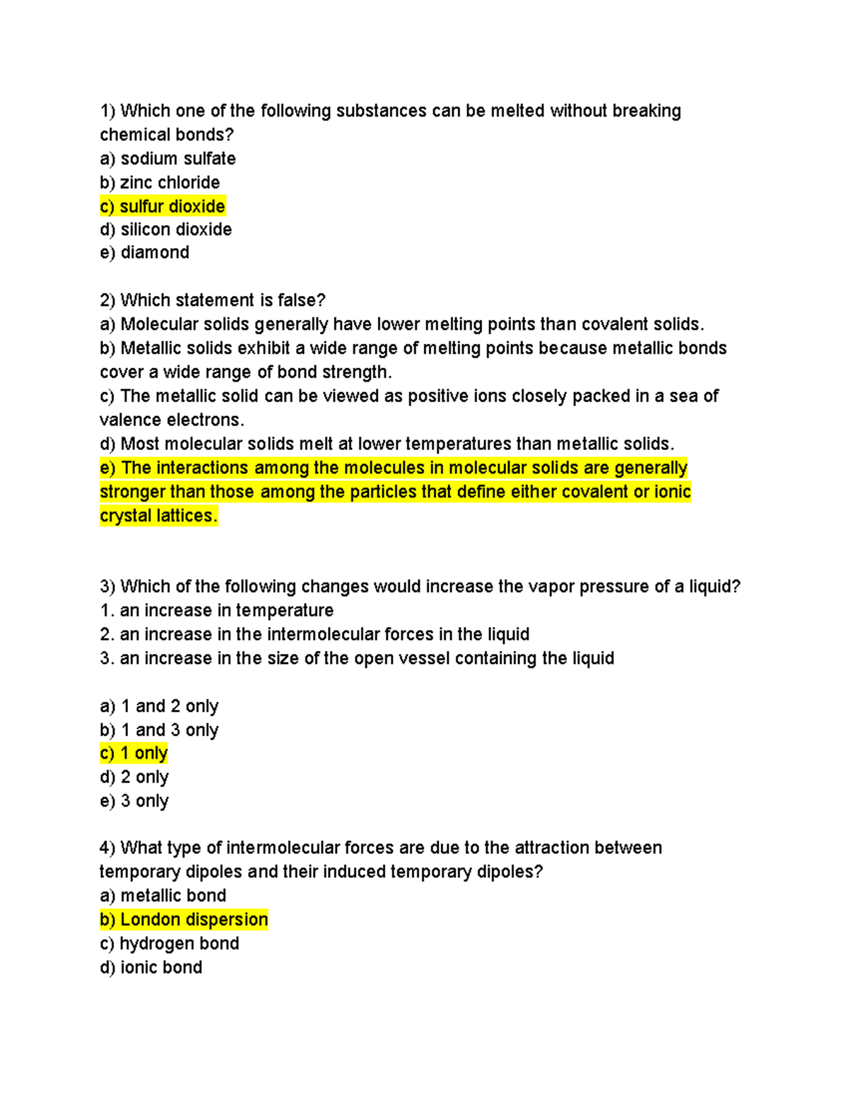 Physical Chemistry Quiz: Phase Changes & Intermolecular Forces - Studocu
