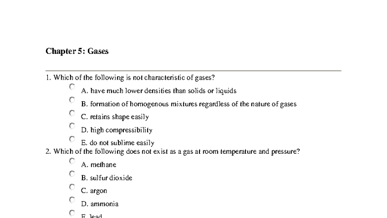 Chapter 5: Gases - Tutorial Questions and Answers - Studocu
