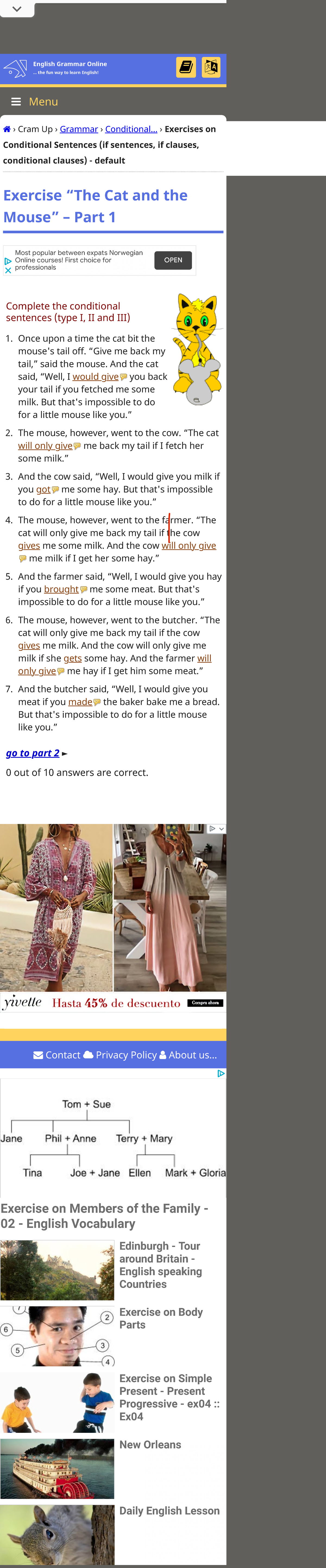 Exercises on Conditional Sentences (if sentences, if clauses ...
