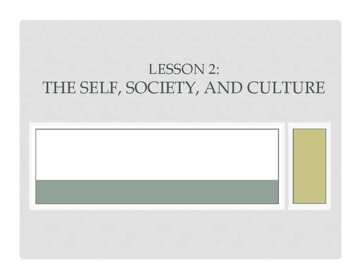 Lesson 2: The Self, Society & Culture – Understanding Identity - Studocu
