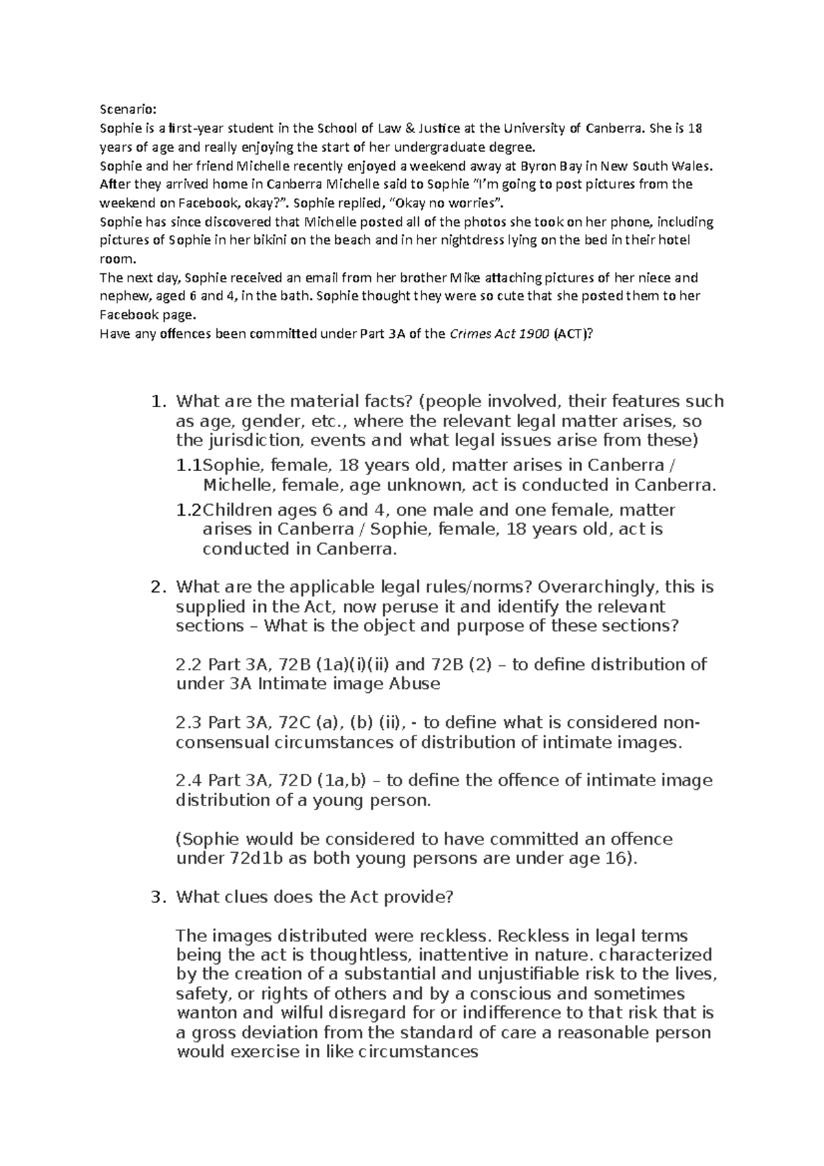 Statutory Interpretation Practice Scenarios: Legal Analysis for LAWS101 ...