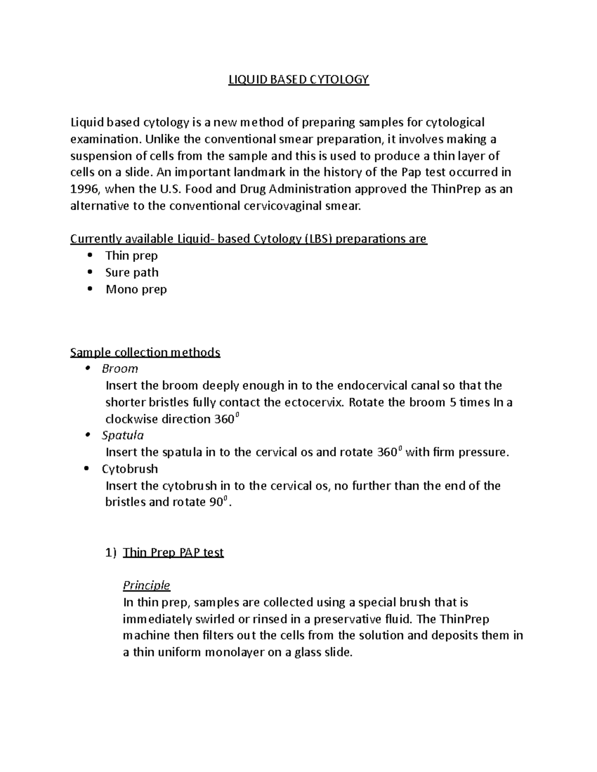 Liquid Based Cytology - It is lecture notes - LIQUID BASED CYTOLOGY ...