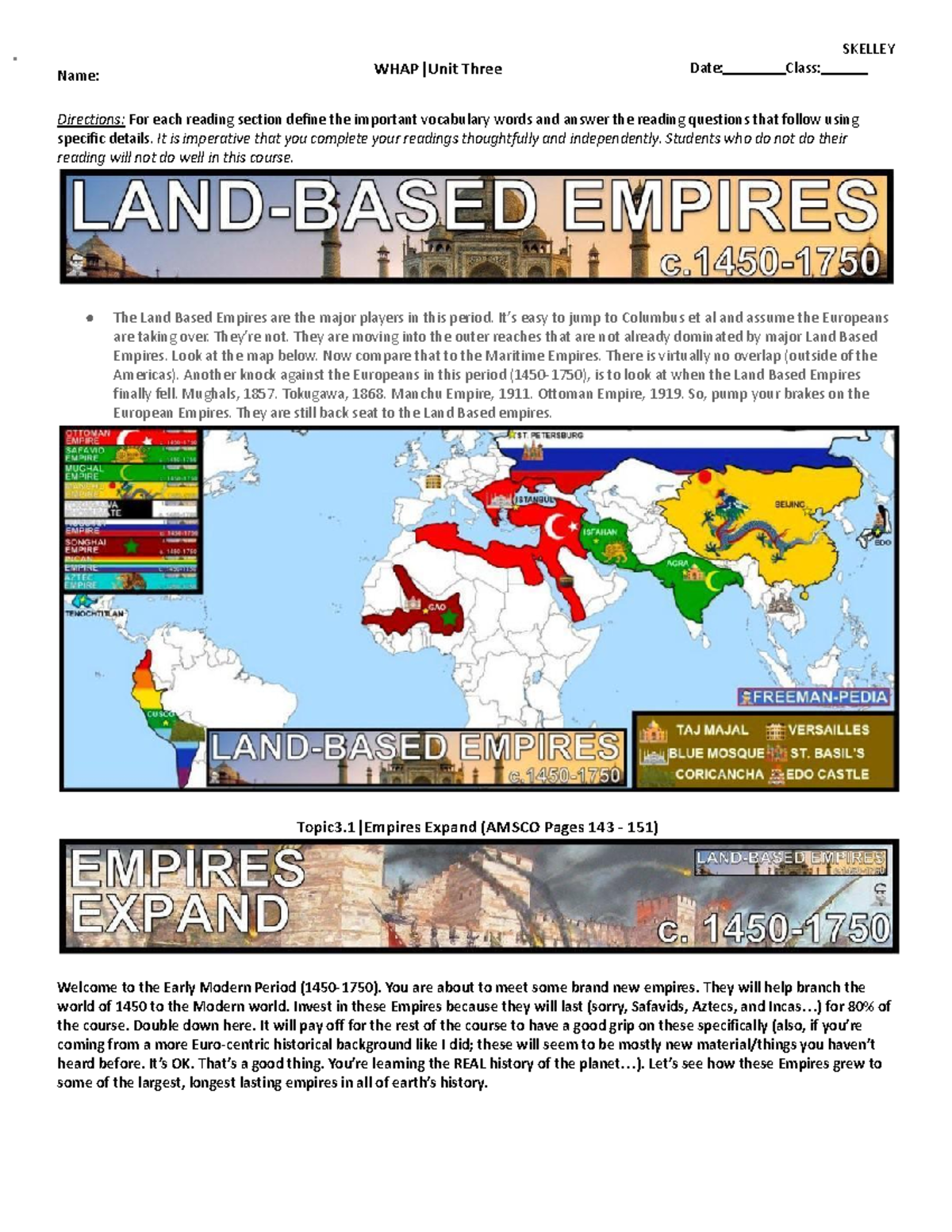WHAP|Unit 3 Exam Review: Land-Based Empires (1450-1750) Analysis - Studocu