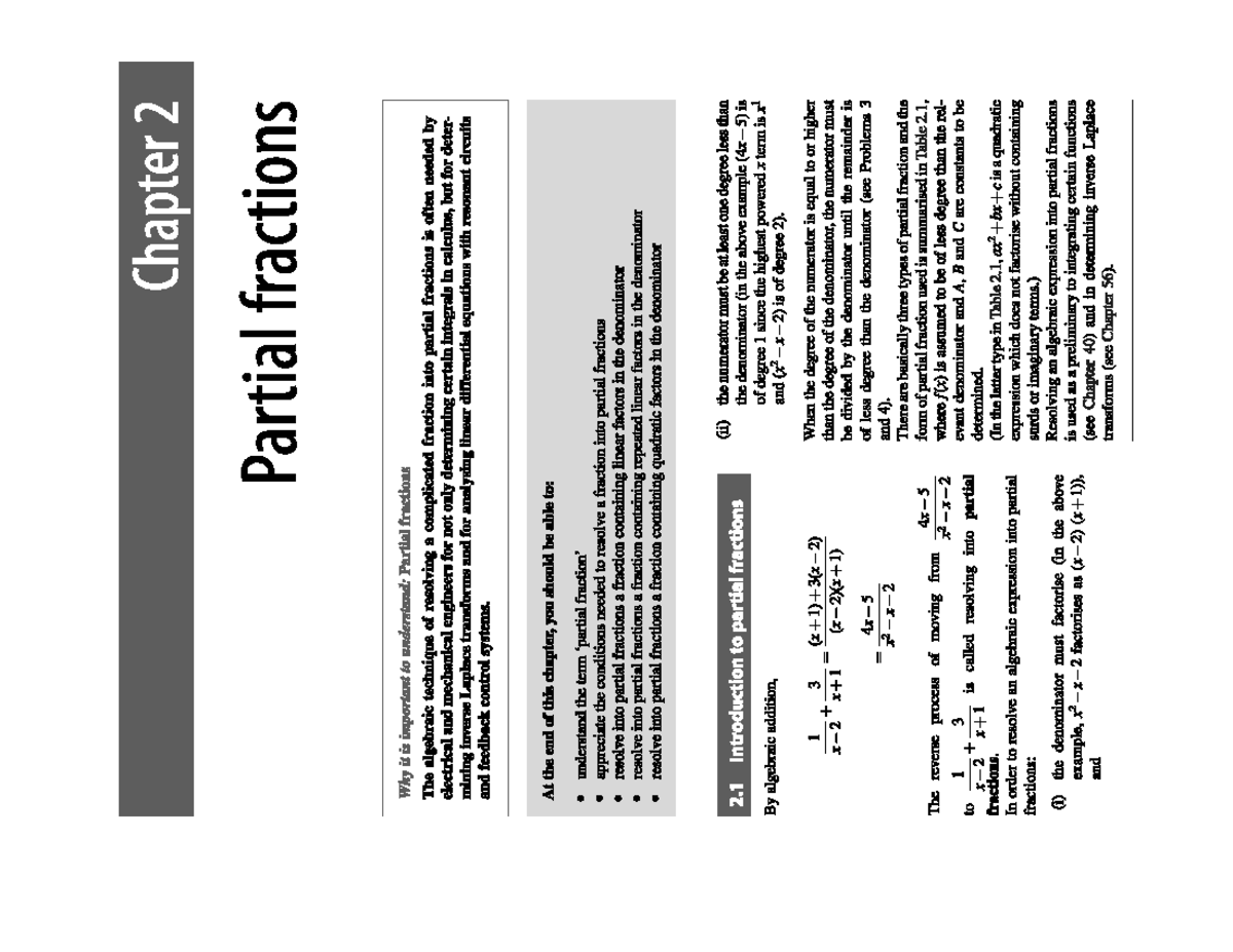 Chapter 2: Understanding Partial Fractions in Engineering Applications ...