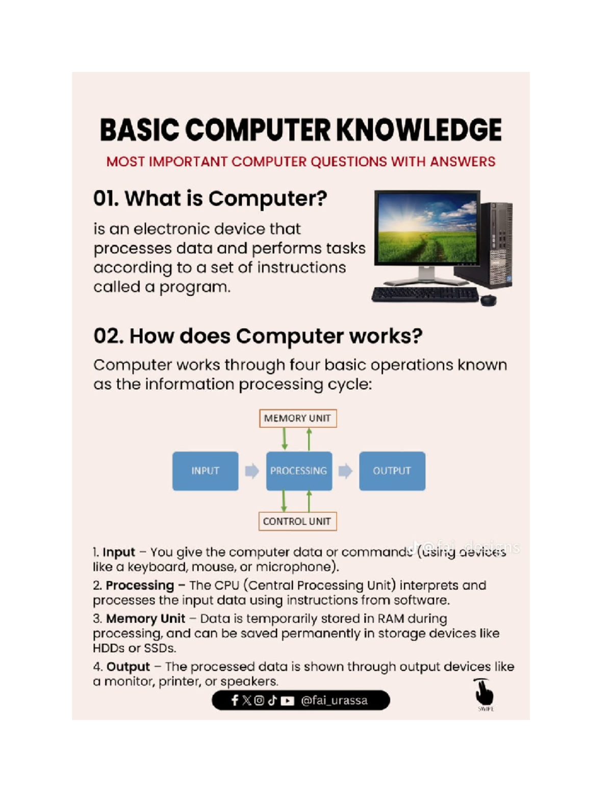 BASIC COMPUTER KNOWLEDGE: KEY QUESTIONS & ANSWERS (COMP 101) - Studocu
