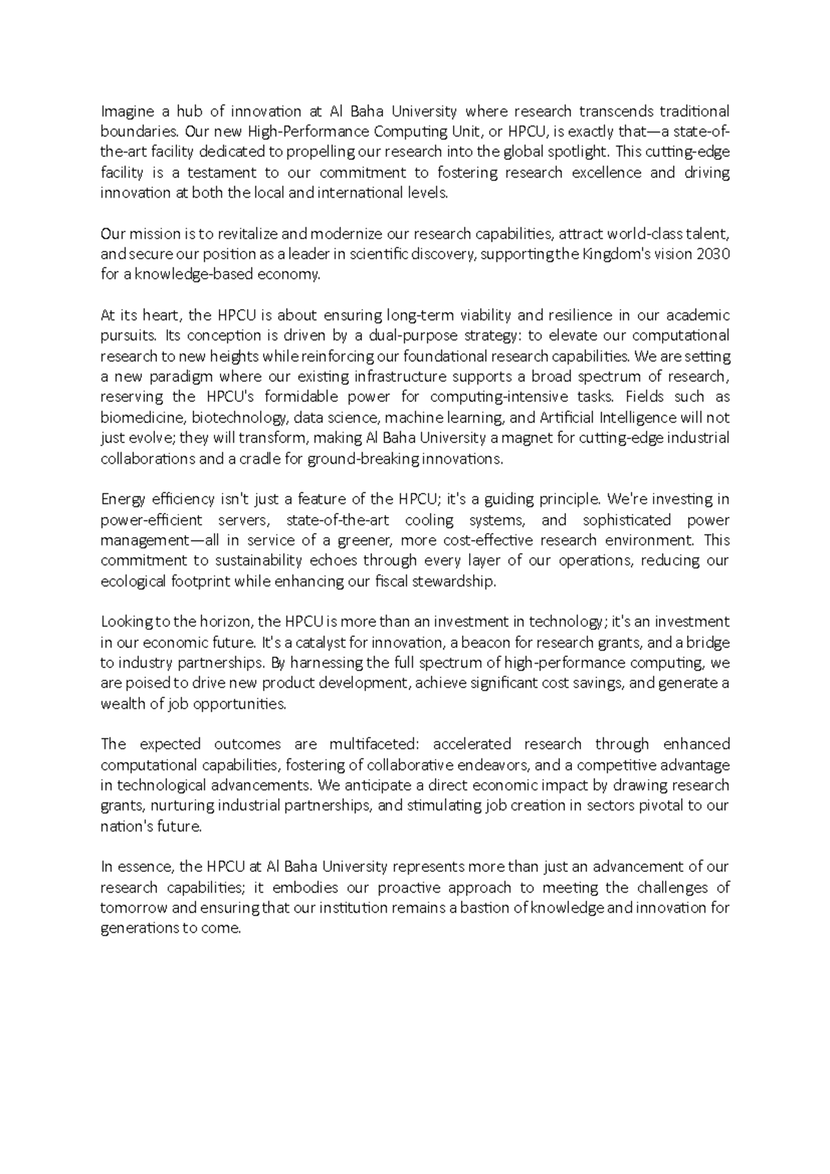 HPCU: Advancing Research at Al Baha University for Global Innovation ...