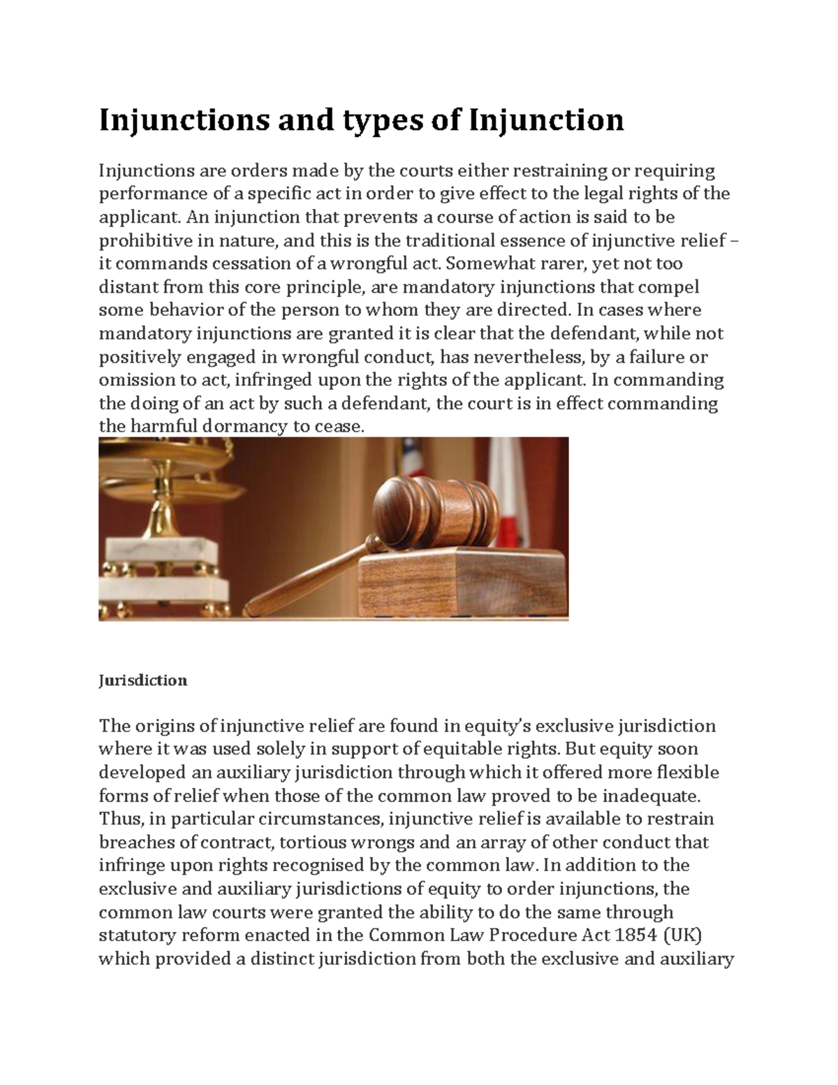 Injuctions. A TOPIC THAT ENTAILS THE APPLICABILITY OF THE EQUITABLE ...