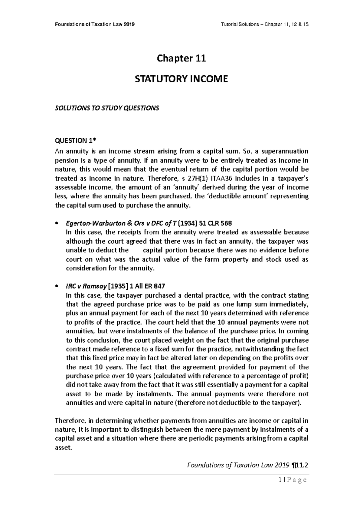 Taxation Solutions and Case Studies TS-4: Statutory & Exempt Income ...