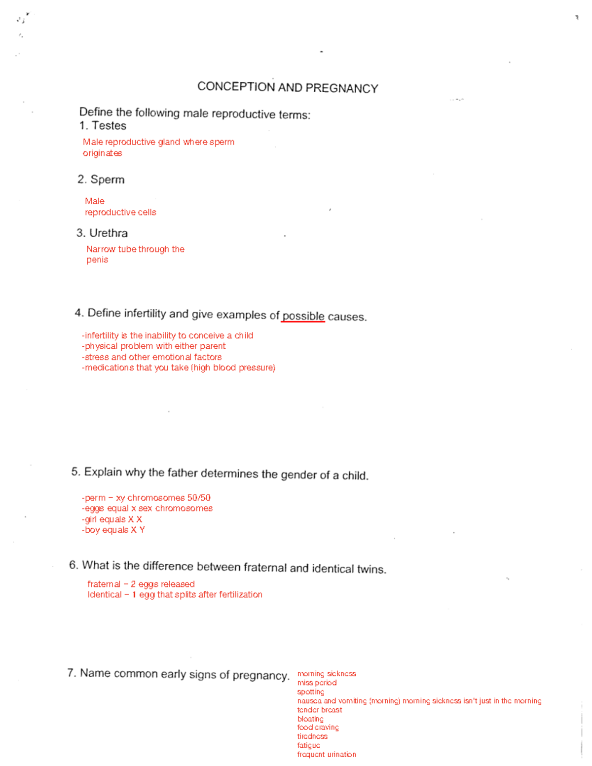 Conception & Pregnancy Study Guide (BIO 101) - Studocu