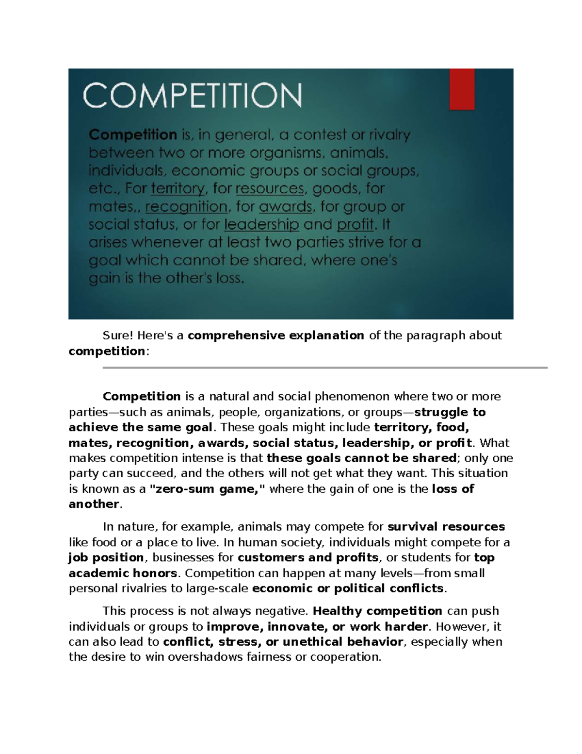Competition 2: A Comprehensive Overview of Competitive Dynamics - Studocu