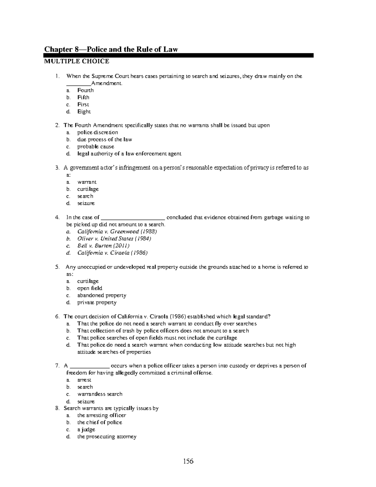 Chapter 8 - Police and the Rule of Law Quiz - Studocu
