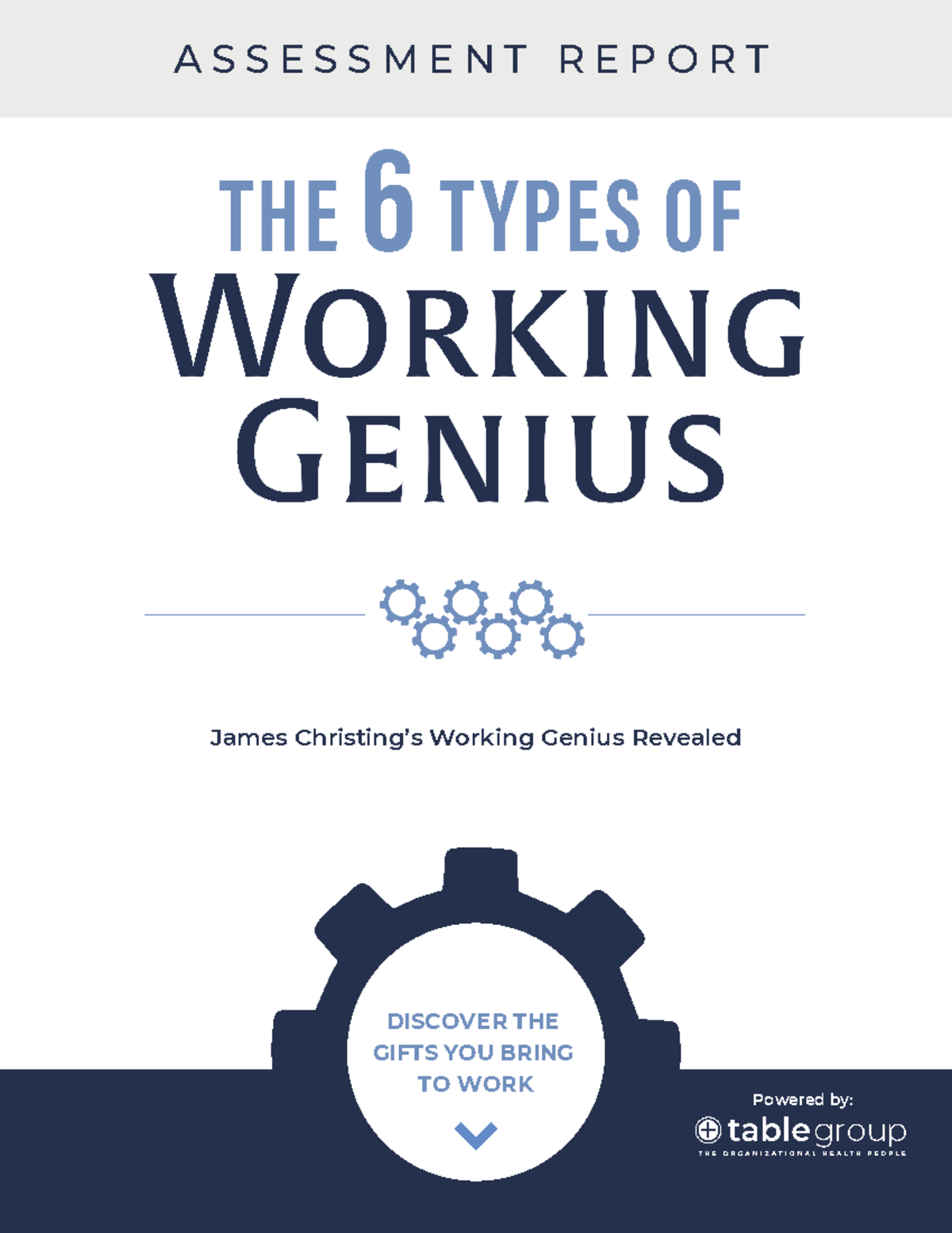 WGEN 101: Six Types of Working Genius Assessment Report - Studocu