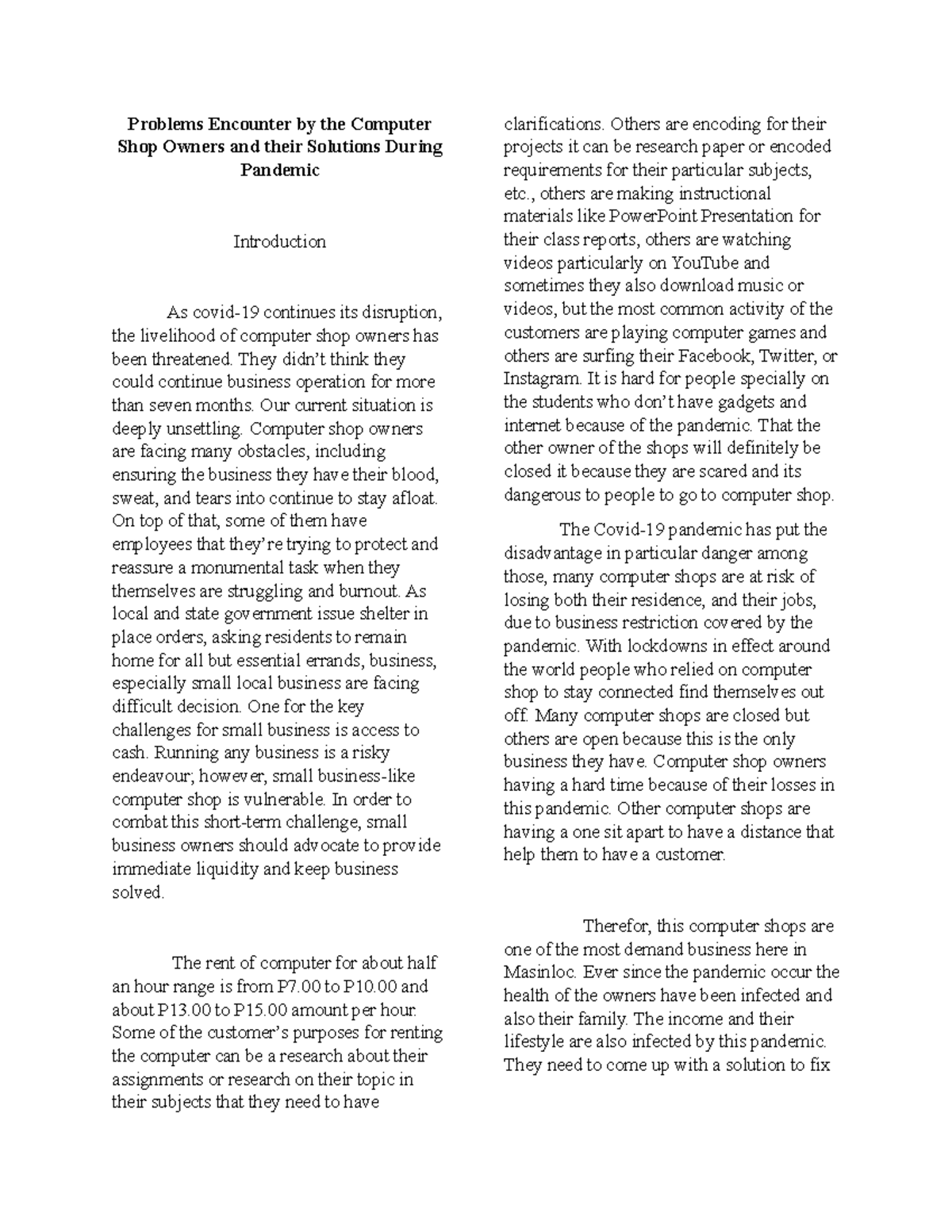 ICT Case Study: Computer Shop Owners' Challenges & Solutions During ...