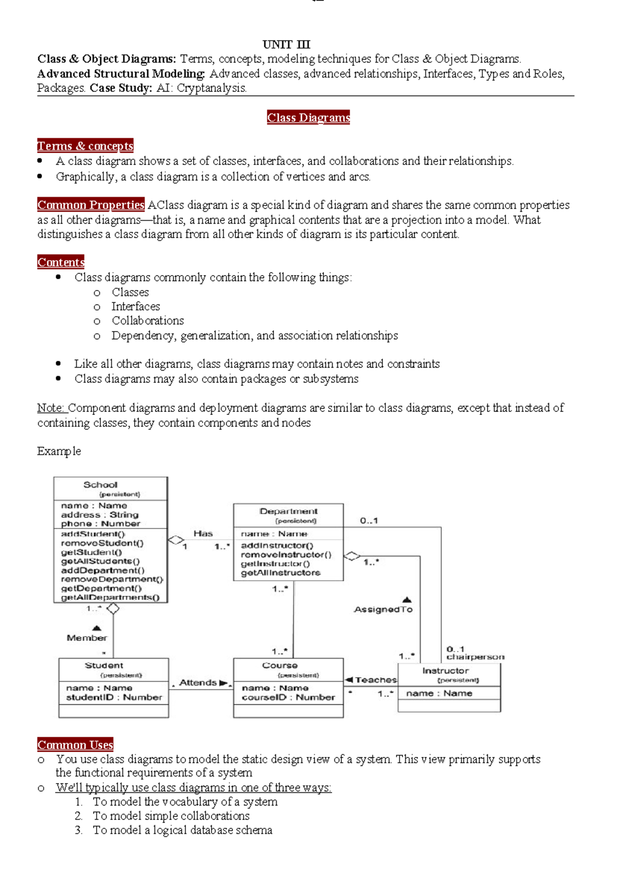 OOAD 19893192 Class & Object Diagrams: Concepts, Techniques, & Case Study - Studocu