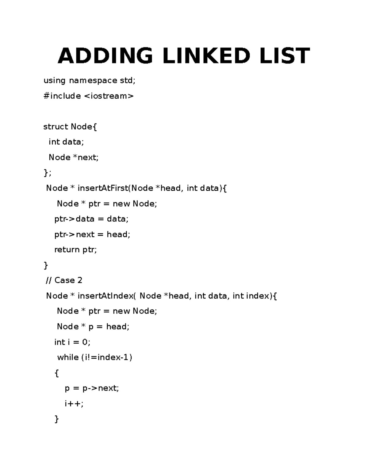 Linked List - Summary Object Oriented Programming Techniques - ADDING ...
