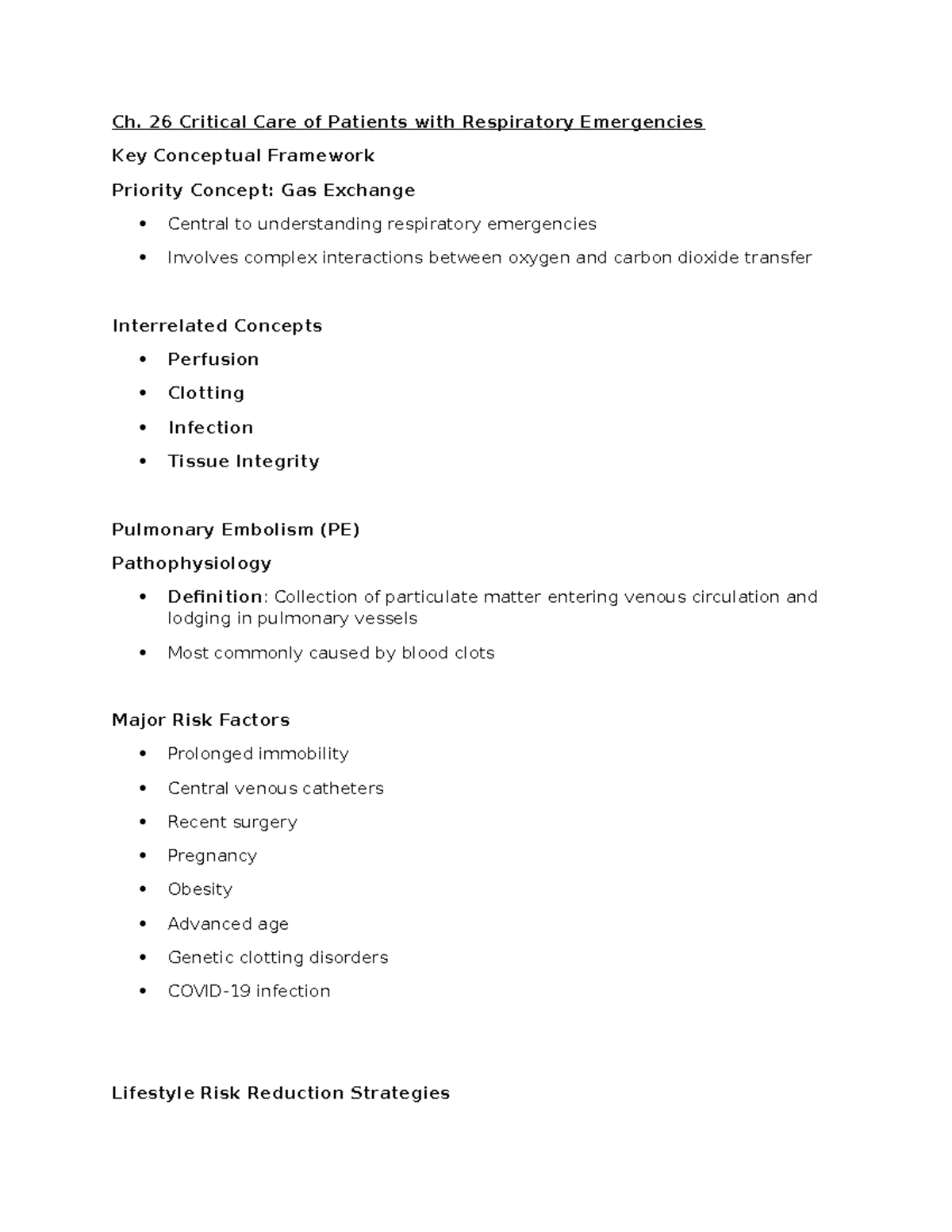 Ch 26 Personal Study Guide - Ch. 26 Critical Care of Patients with ...