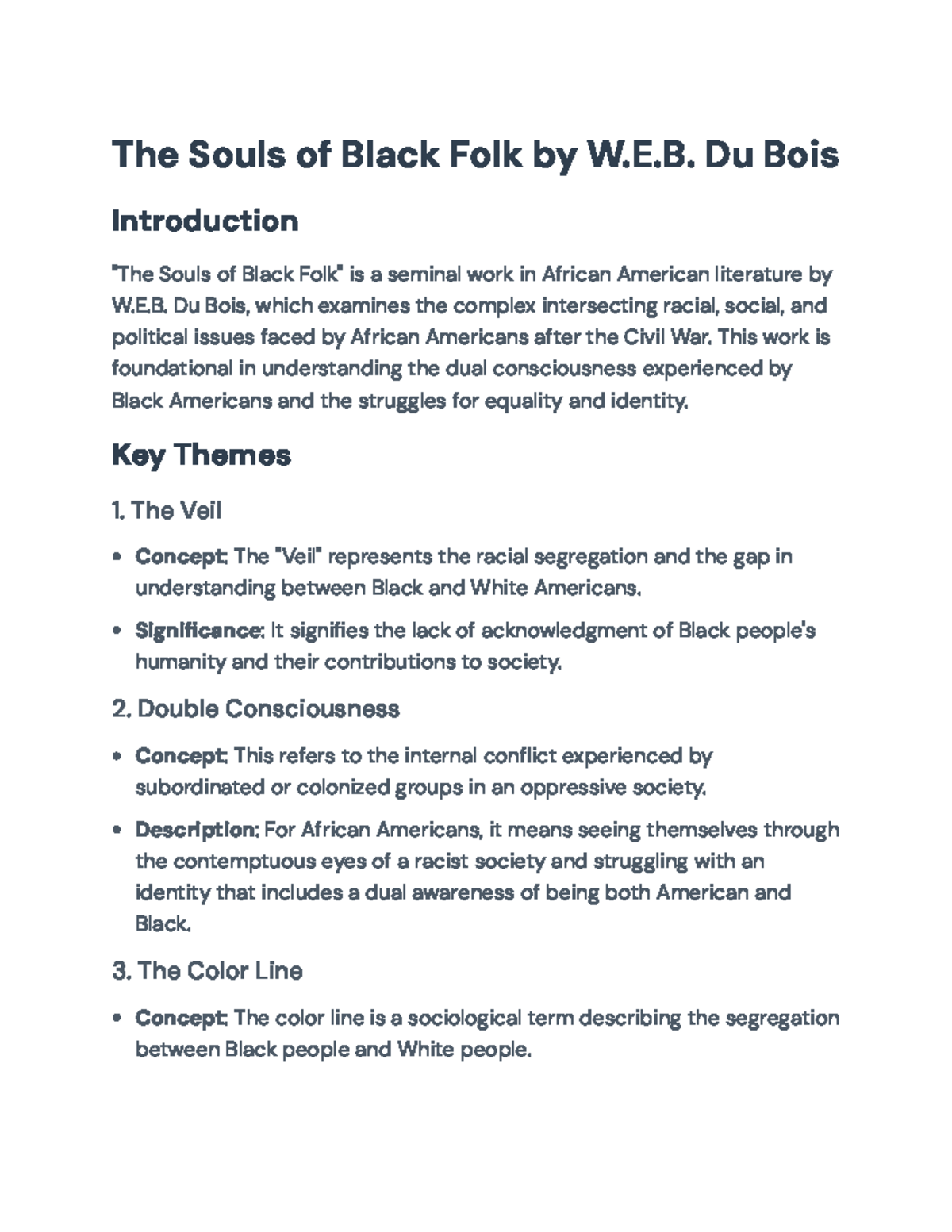 The Souls of Black Folk: A Comprehensive Study Guide (ENG 204) - The ...