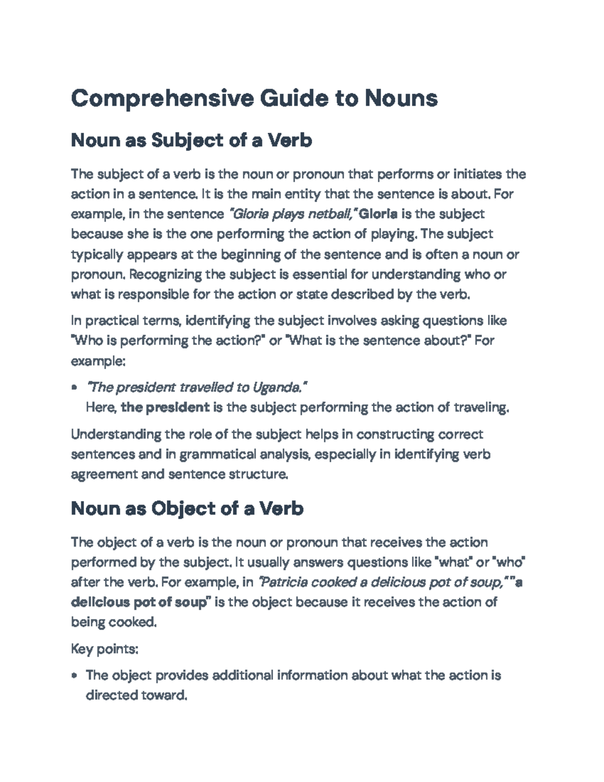 Comprehensive Guide to Nouns: Types, Functions, and Formation - Studocu