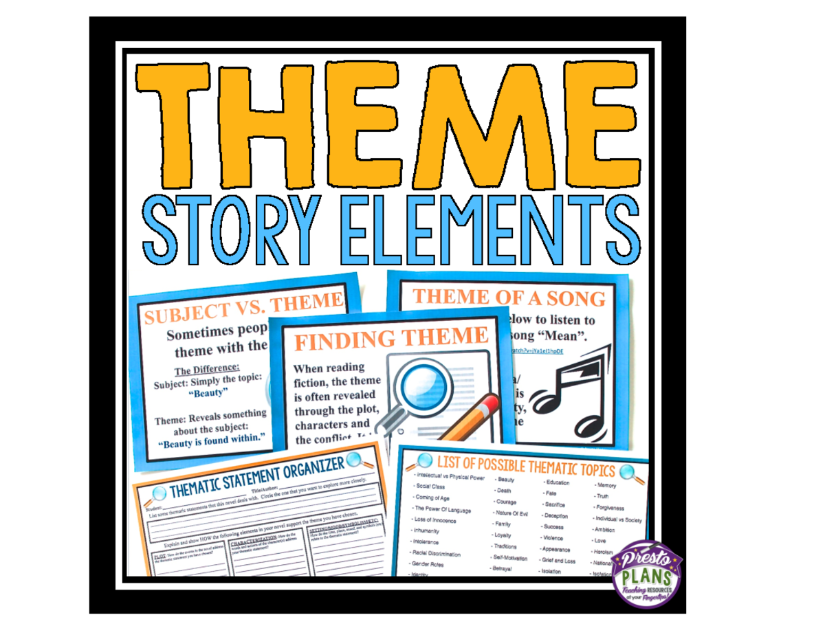 1 Theme Handouts - for work in 22-23 - THEME STORY ELEMENTS THEME STORY ...