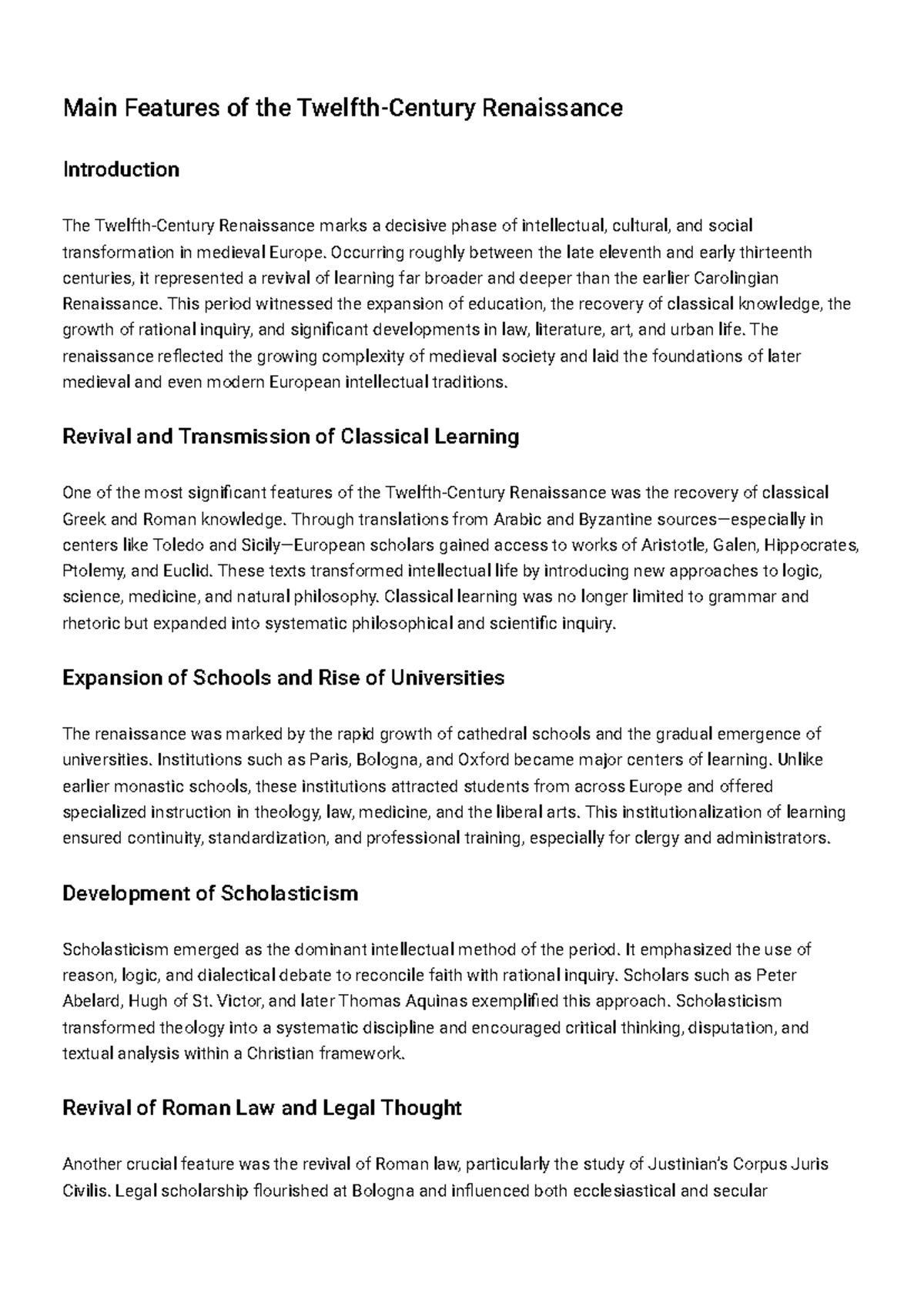 Features of the Twelfth Century Renaissance: Key Aspects and Impact ...