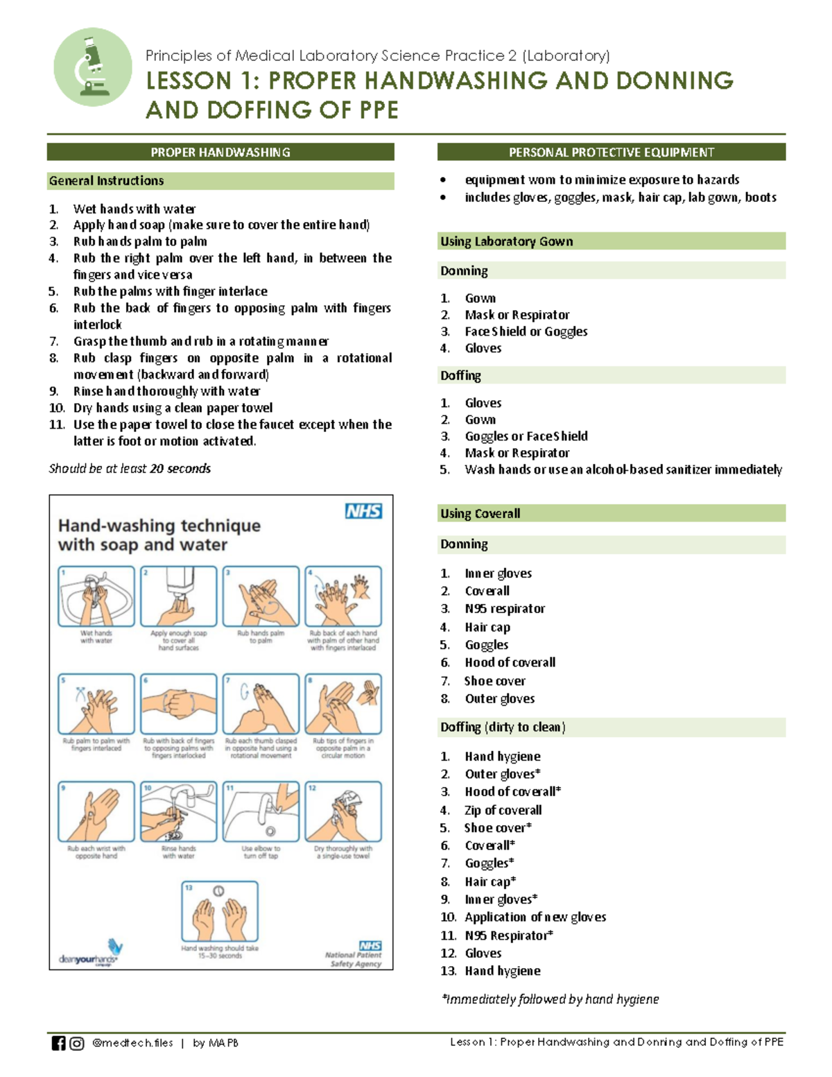 MAPB 2: Lesson 1 - Proper Handwashing & PPE Procedures - Studocu