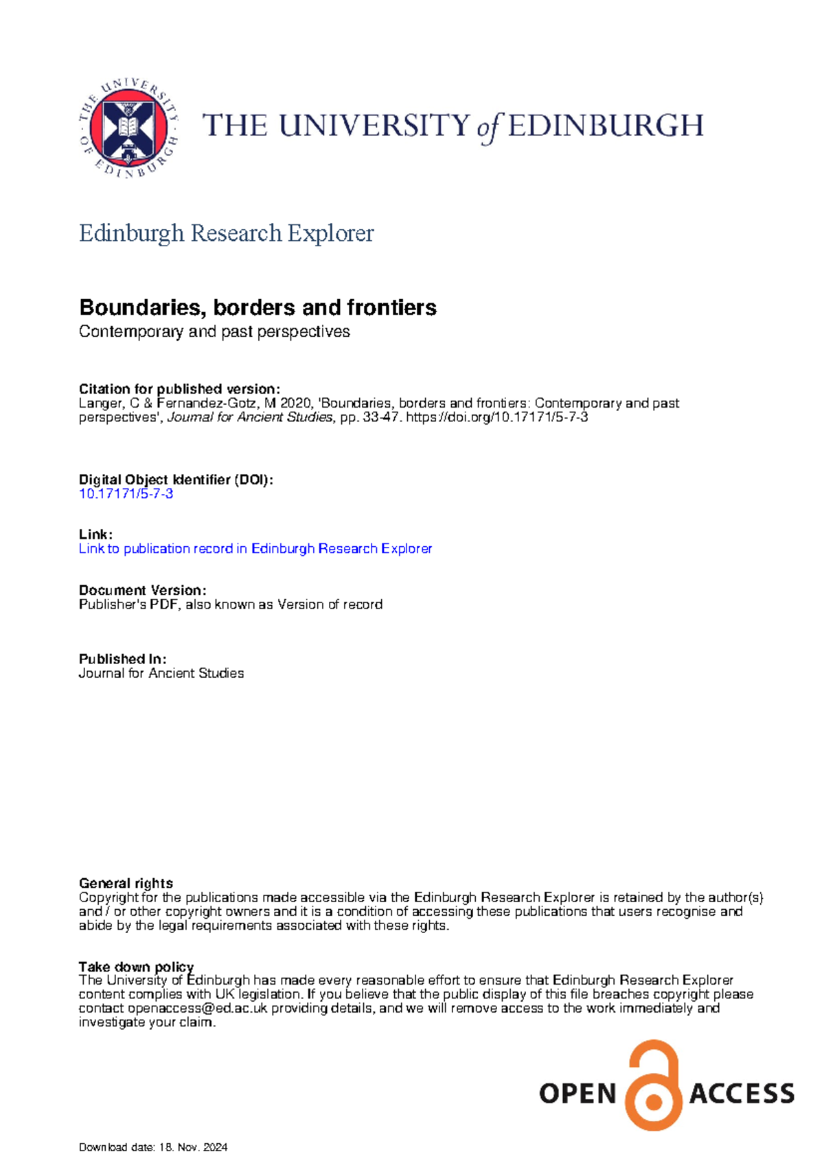 Boundaries, Borders, and Frontiers: A Study of Historical Perspectives ...