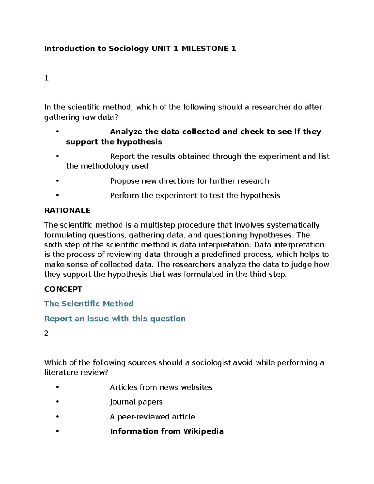 Sociology 101: Unit 1 Milestone 1 Study Guide and Key Concepts - Studocu