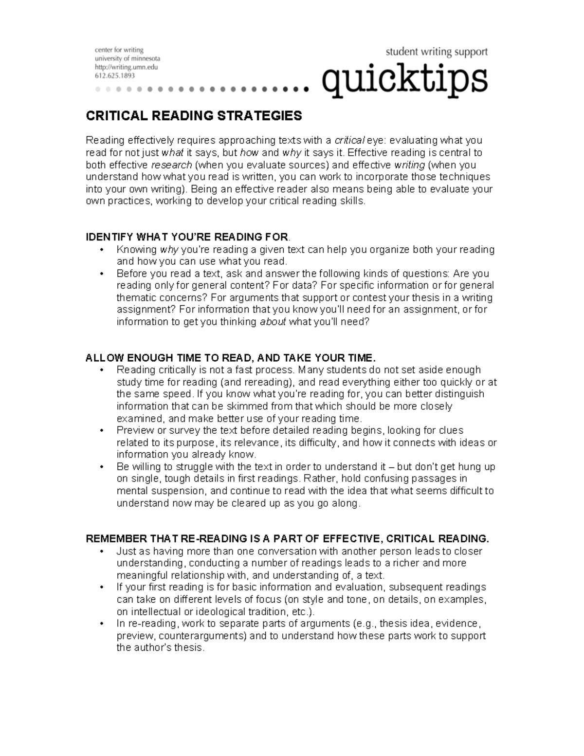Critical Reading Strategies: Enhancing Text Evaluation Skills - Studocu
