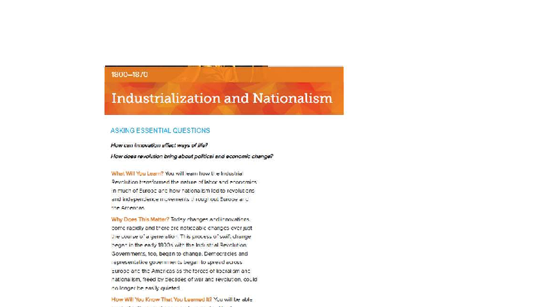 Industrialization and Nationalism: Key Changes in 19th Century Europe ...
