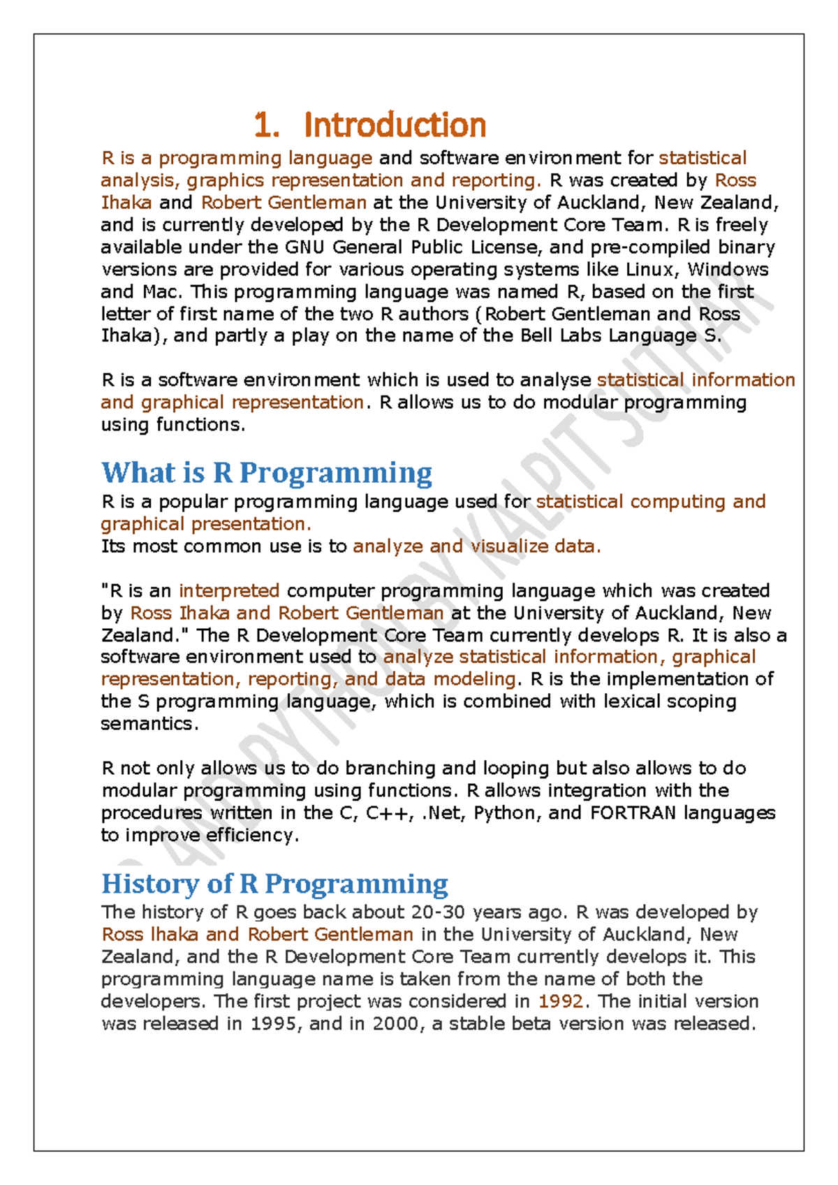 Ch-1: Introduction to R - Overview of R Programming and Features - Studocu
