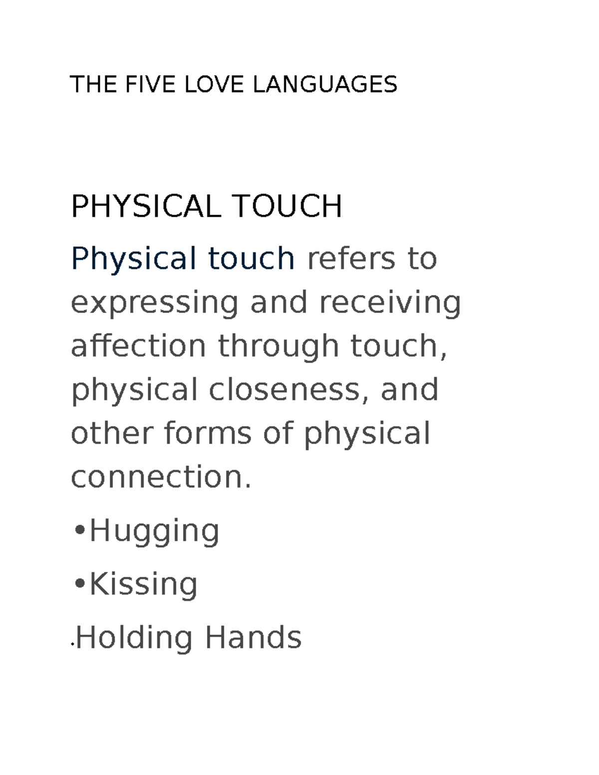 PPT Etech - uhmmm - THE FIVE LOVE LANGUAGES PHYSICAL TOUCH Physical ...