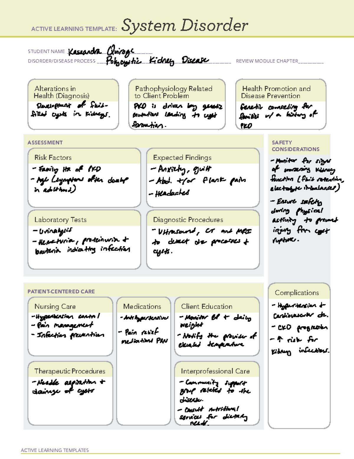 ACTIVE LEARNING TEMPLATE: System Disorder - Polycystic Kidney Disease ...
