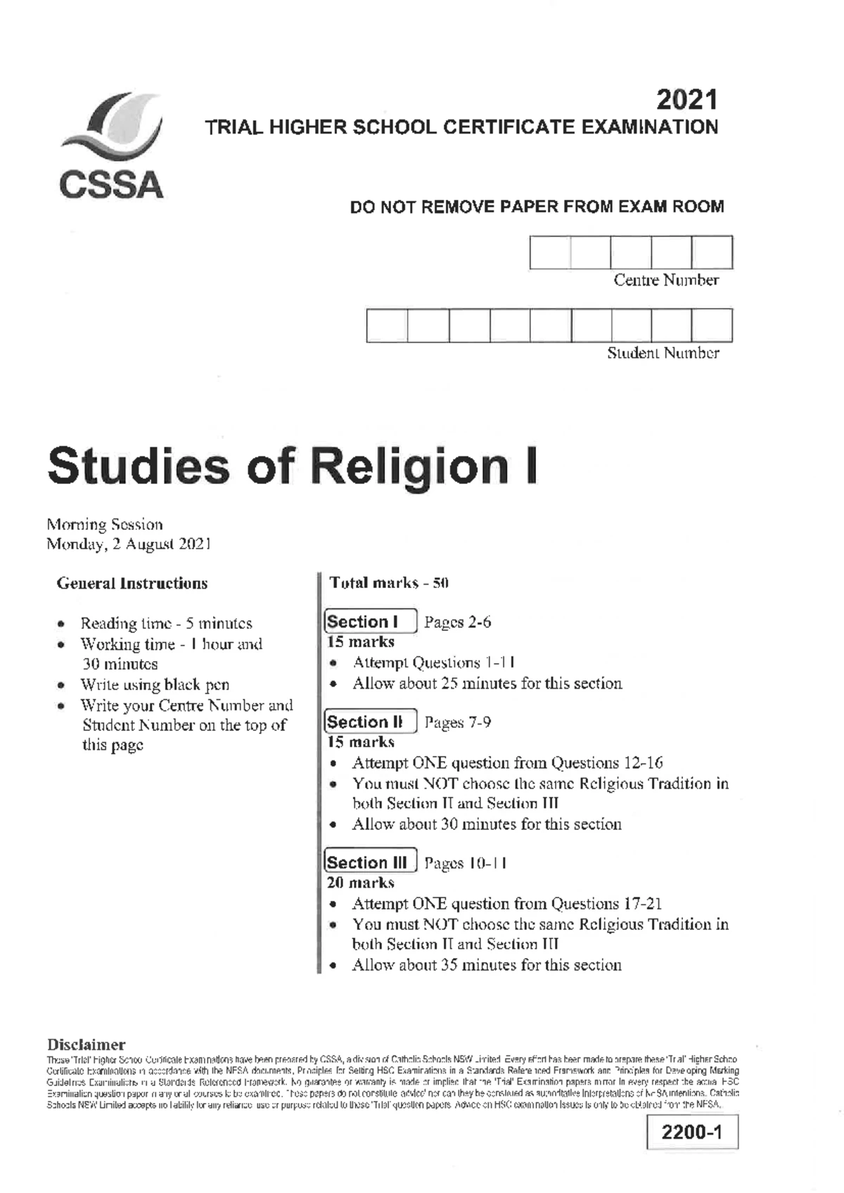 2024 HSC SOR I - Past Exam Paper with Answers Included - Studocu