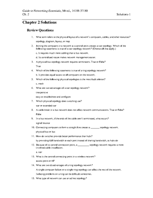 Chapter 03 Review Questions - CHAPTER 3 Network Topologies and Technologies 161 - Studocu